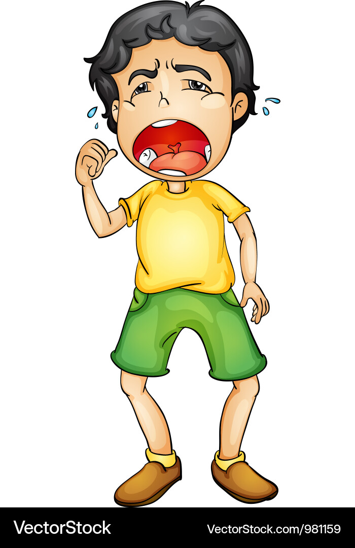 Boy crying Royalty Free Vector Image - VectorStock