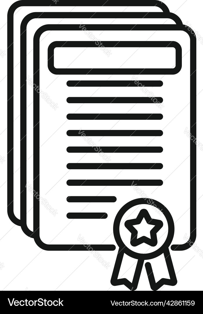 College diploma icon outline degree cap Royalty Free Vector