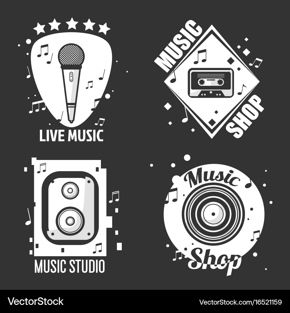 Different music emblems Royalty Free Vector Image