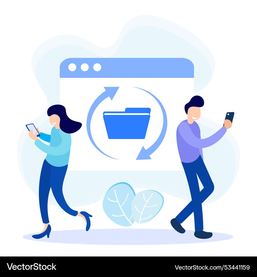 Graphic cartoon character of sharing file Vector Image