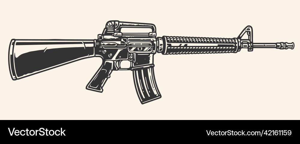 M-16 Rifle - Vintage Military Royalty Free Vector Image