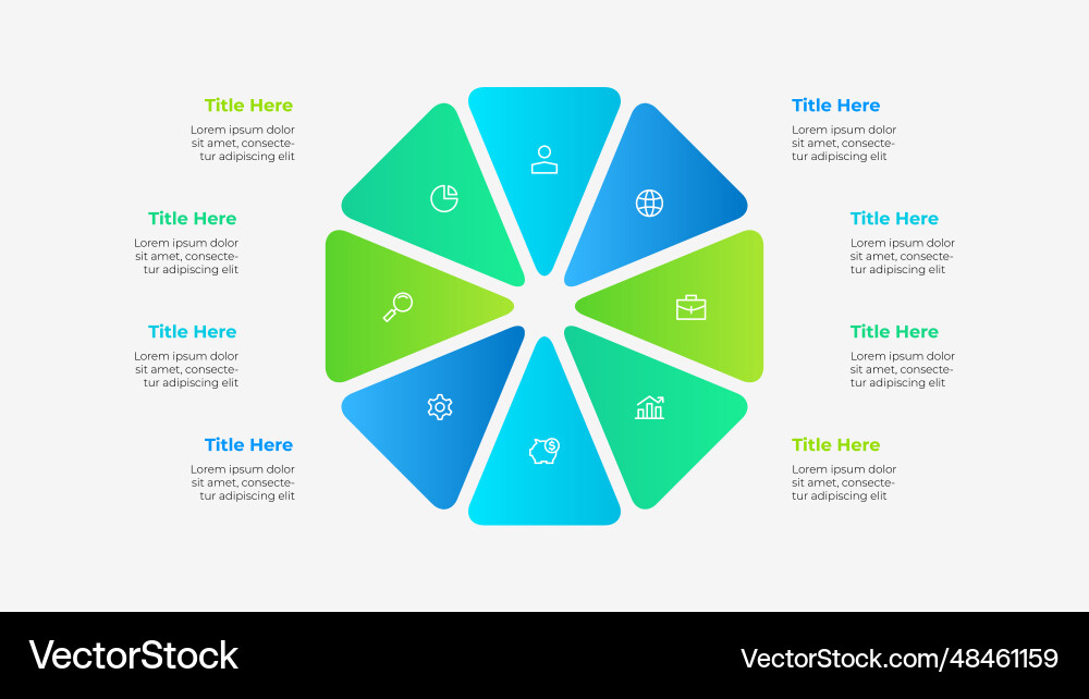 Octagon diagram divided into 8 options or steps Vector Image