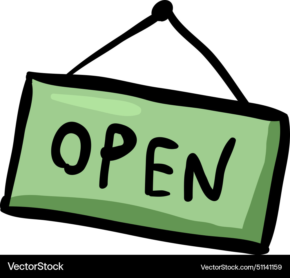 Open sign - hand drawn doodle icon Royalty Free Vector Image