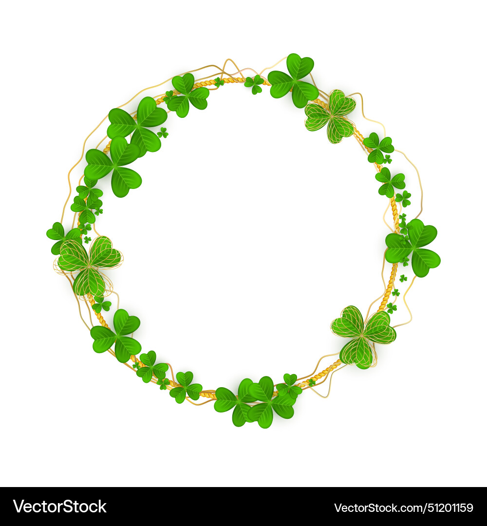 Realistic shamrock twisted wreath elegant Vector Image