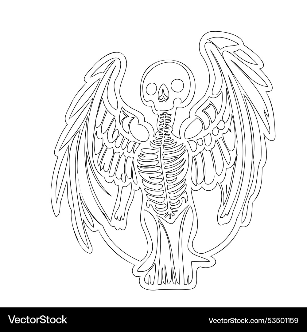 Skeleton angel outline sketch Royalty Free Vector Image