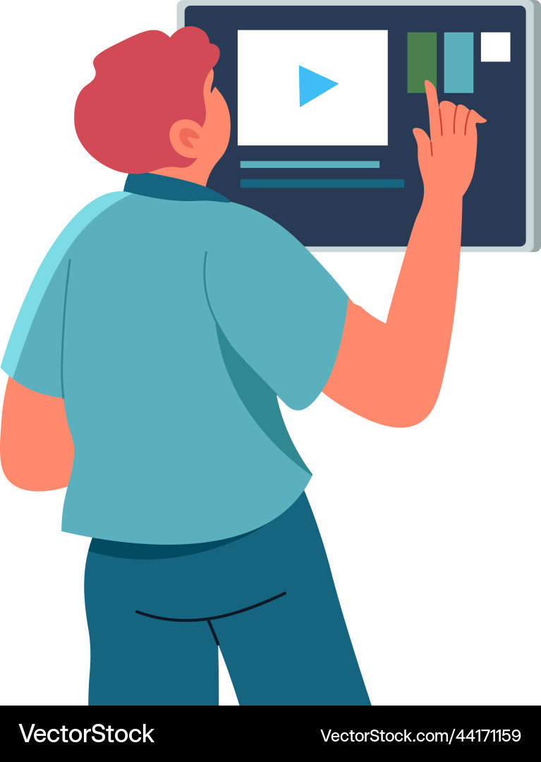 Teenager watching video in web education course Vector Image