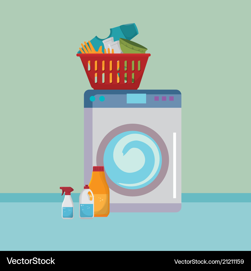 Wash machine with laundry service icons Royalty Free Vector