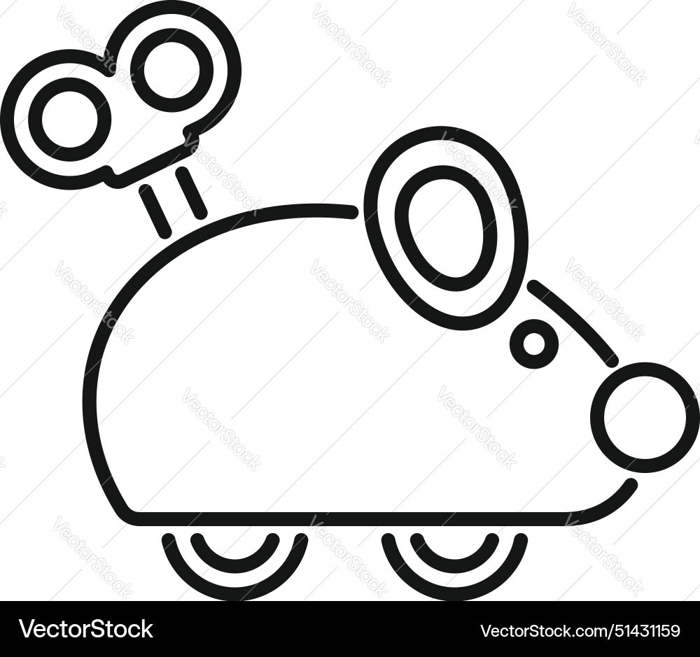 Windup mouse toy line art Royalty Free Vector Image