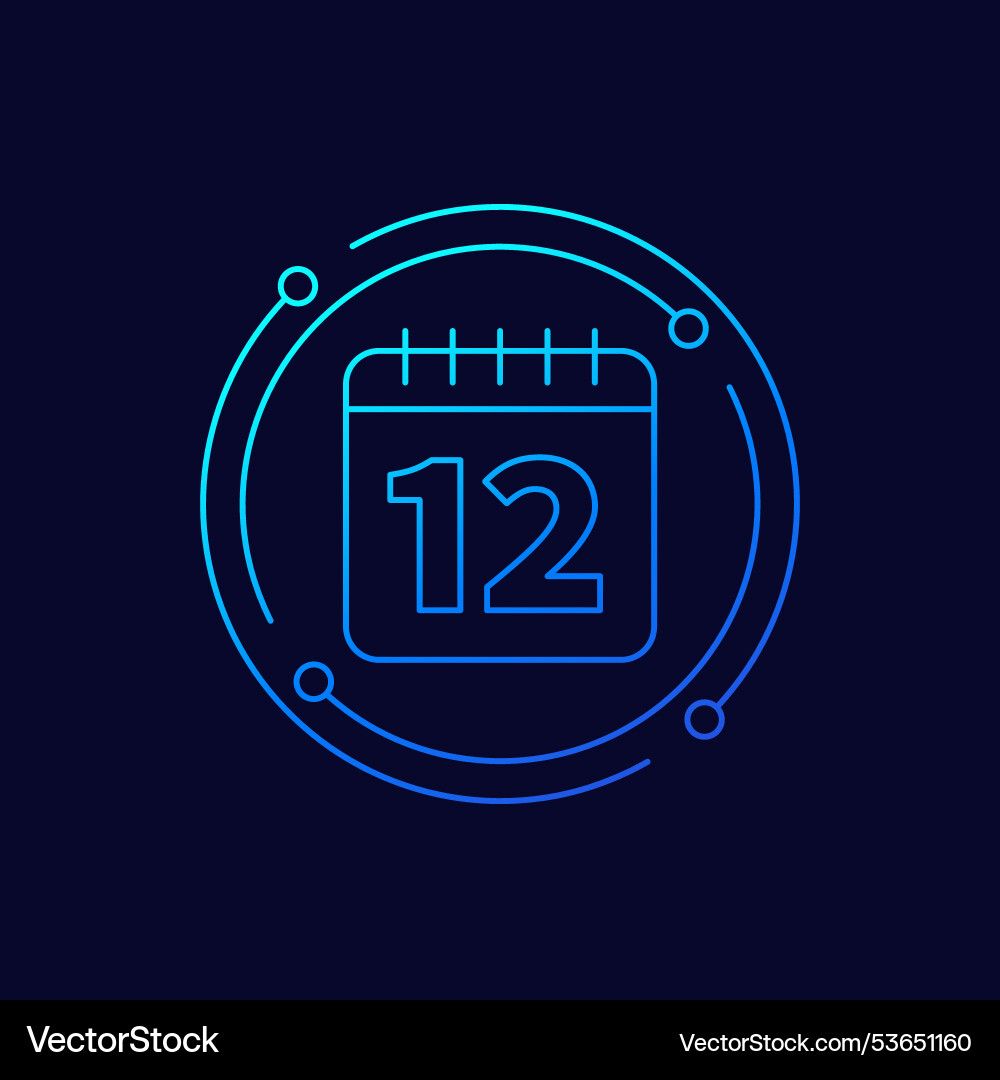 12 month icon with a calendar linear design Vector Image