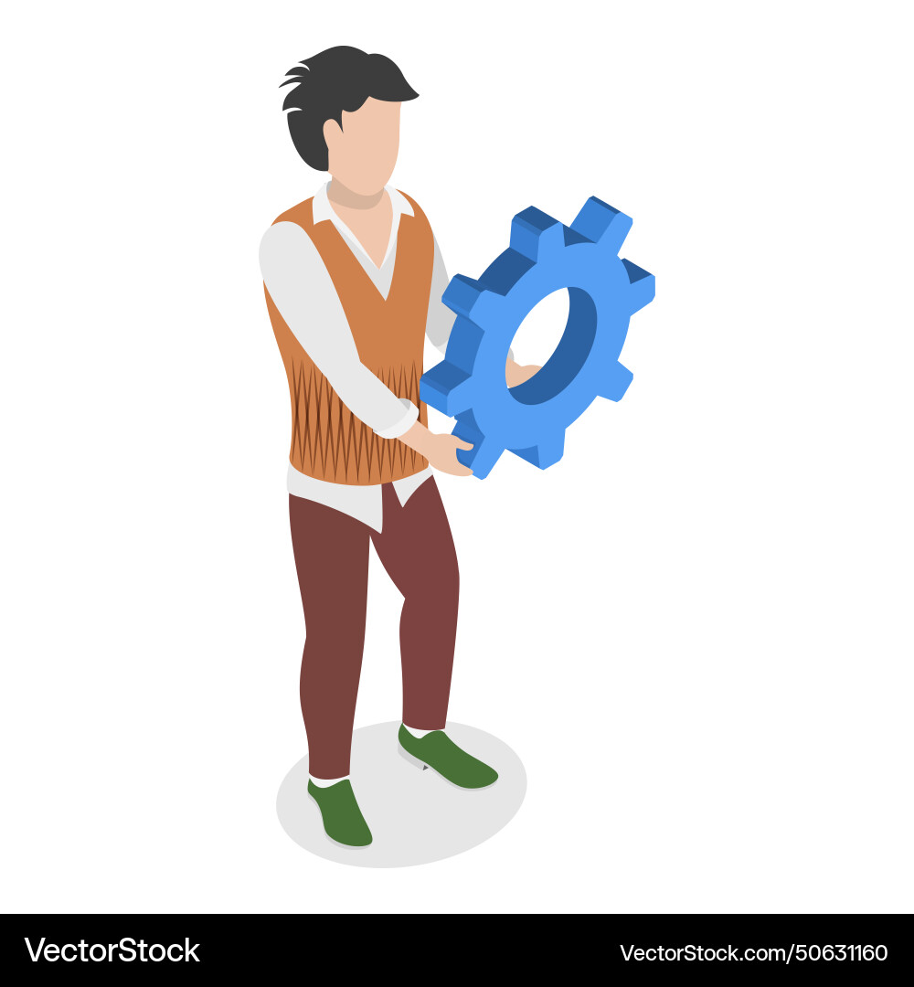 3d isometric flat of fixing Royalty Free Vector Image