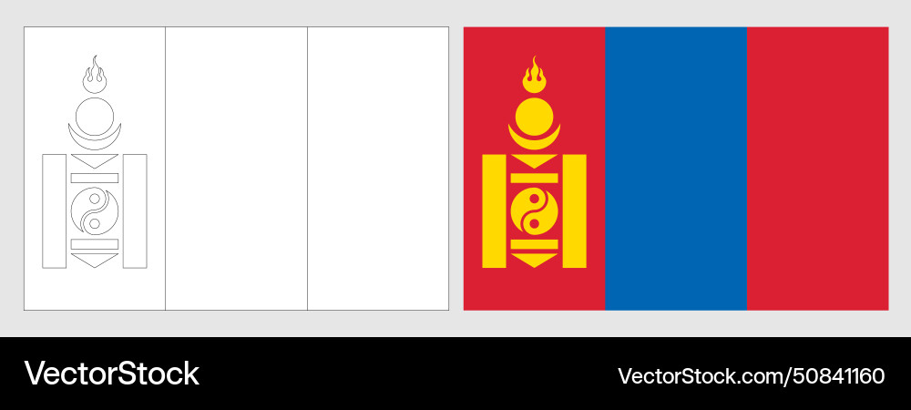 Coloring flag set of mongolia Royalty Free Vector Image