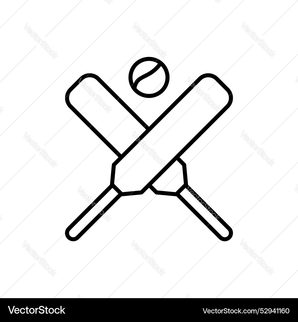 Cricket icon set bat and ball symbol Royalty Free Vector