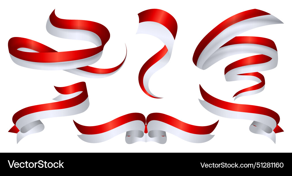 Indonesia flag ribbon collections 17th august Vector Image