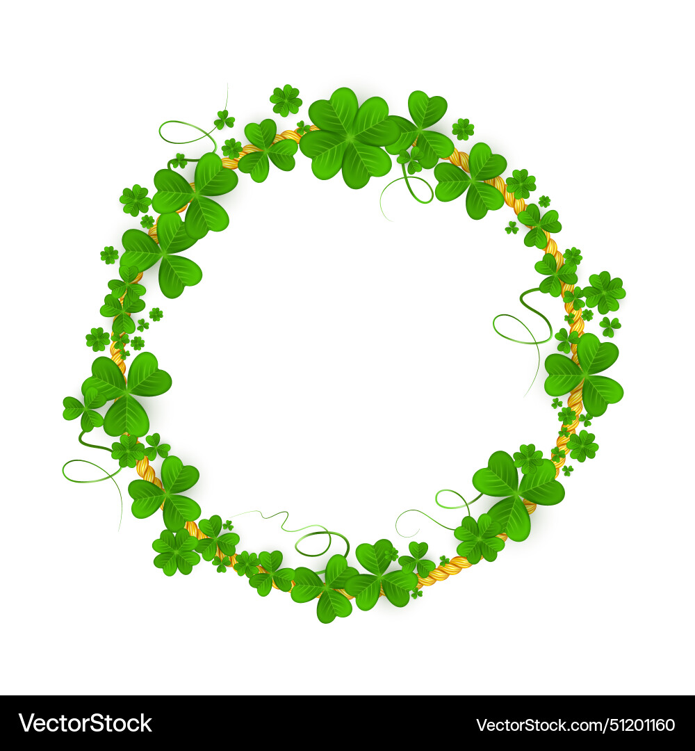 Realistic shamrock twisted wreath elegant Vector Image