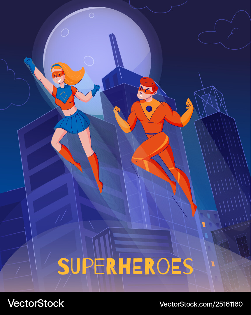 Superheroes background poster Royalty Free Vector Image