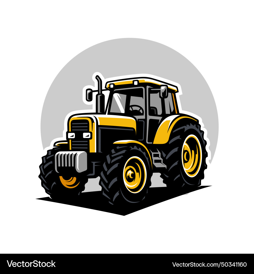 Yellow tractor image Royalty Free Vector Image