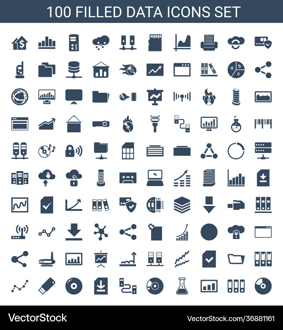 100 data icons Royalty Free Vector Image - VectorStock