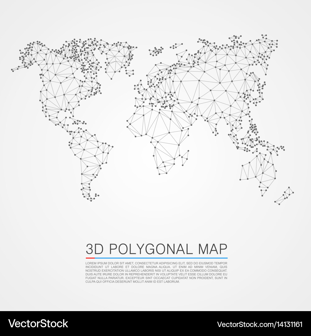 3D Polygonal World Map Royalty Free Vector Image