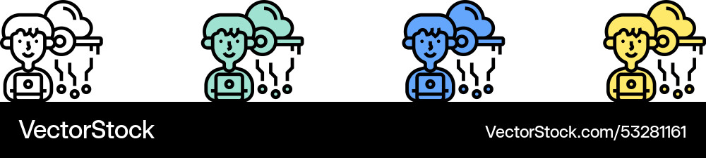 Authentication icon outline green blue and yellow Vector Image