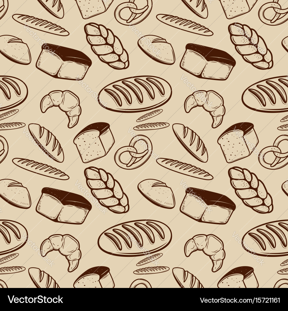 Bakery seamless pattern with bread bun bagel Vector Image