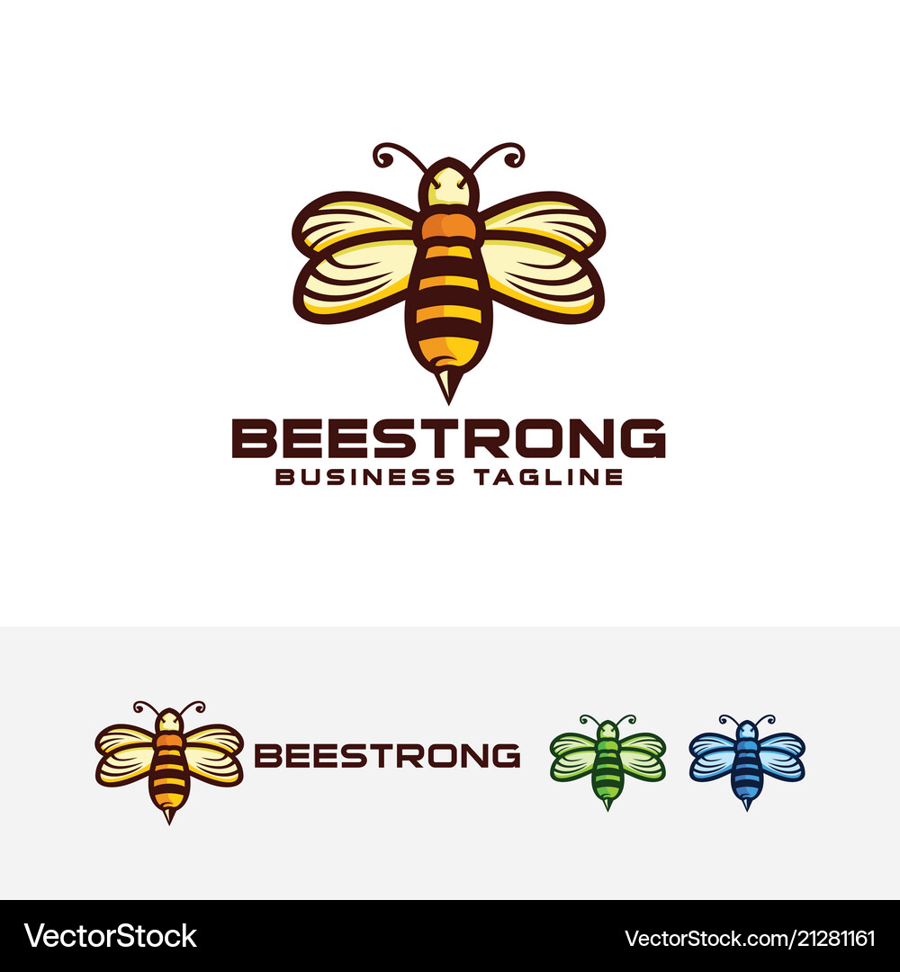 Bee strong logo design Royalty Free Vector Image