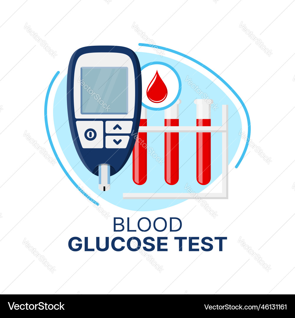 Blood glucose test glucometer icon diabetes care Vector Image