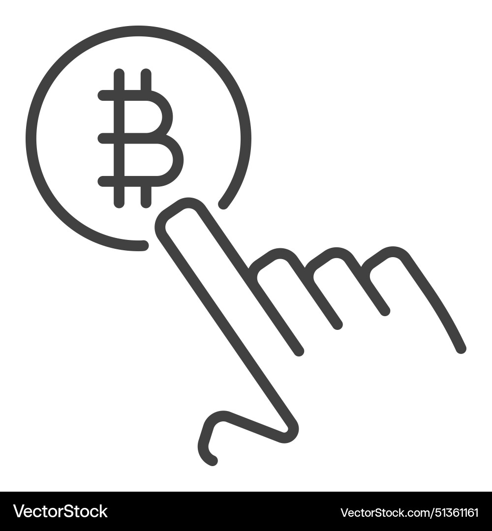 Hand tapping on bitcoin sign blockchain Royalty Free Vector