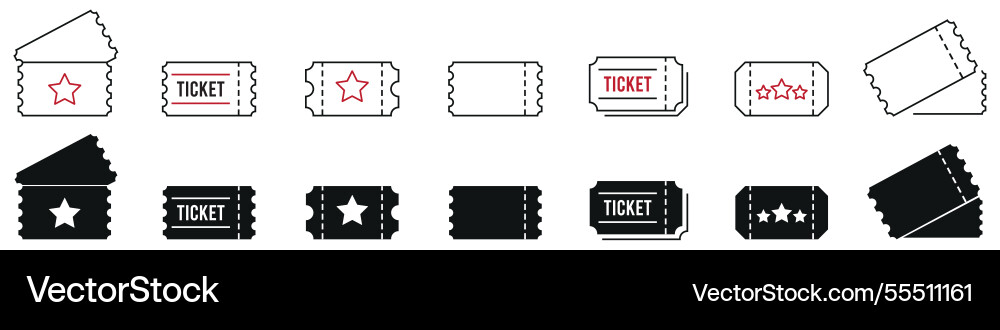 Vintage thin line icon set for tickets Royalty Free Vector