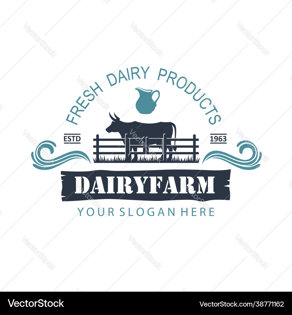 Dairy farm label Royalty Free Vector Image - VectorStock