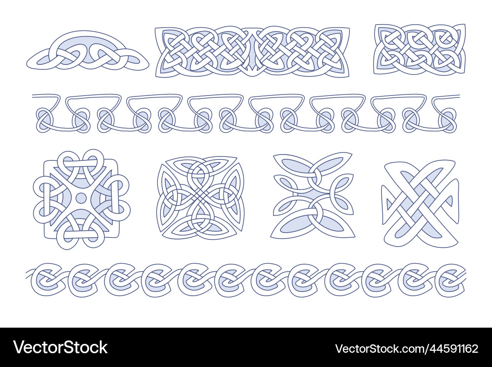 Hand drawn celtic borders design Royalty Free Vector Image