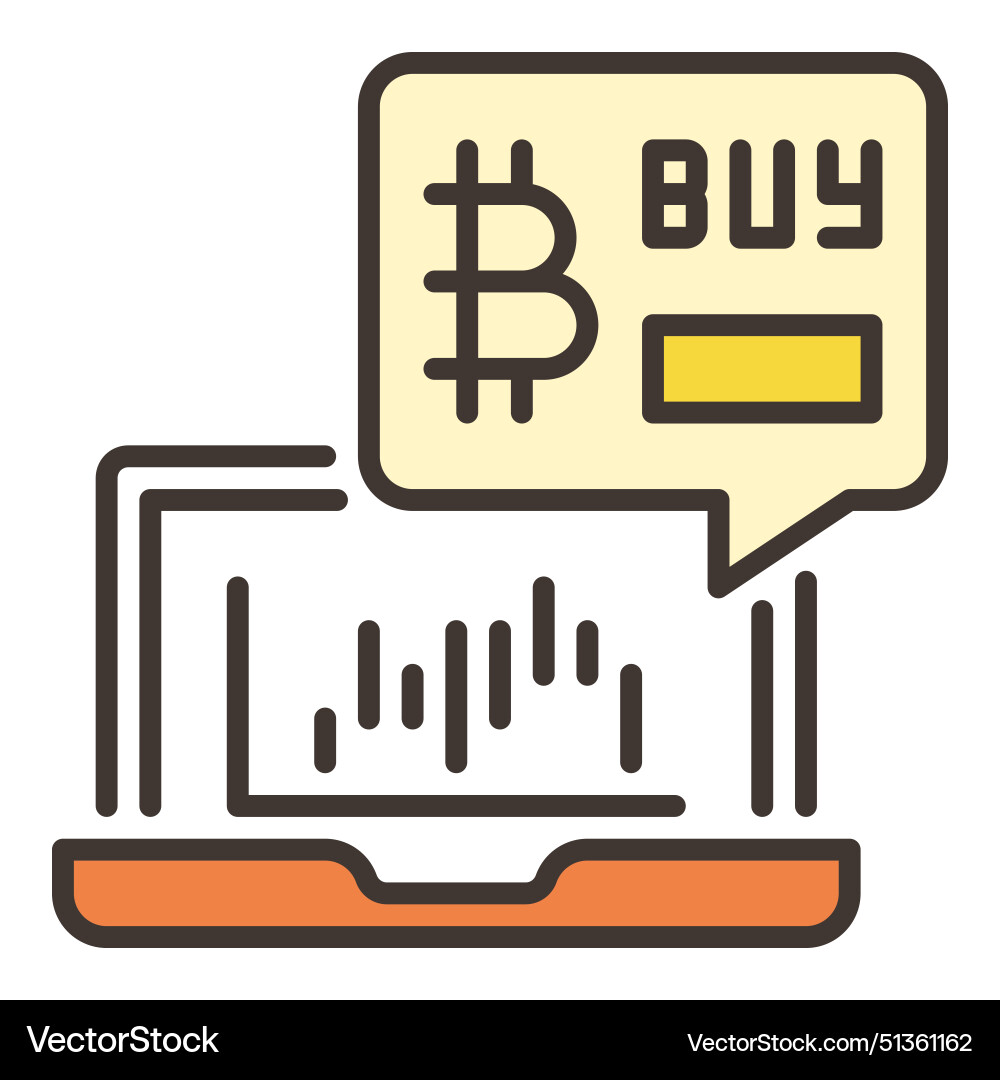 Laptop crypro trading bitcoin cryptocurrency Vector Image
