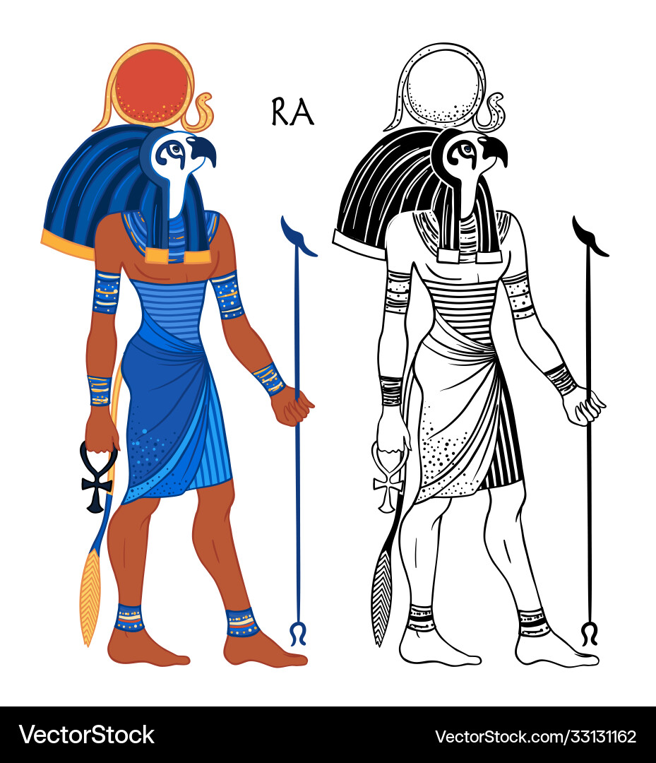 Portrait ra egyptian god sun most Royalty Free Vector Image