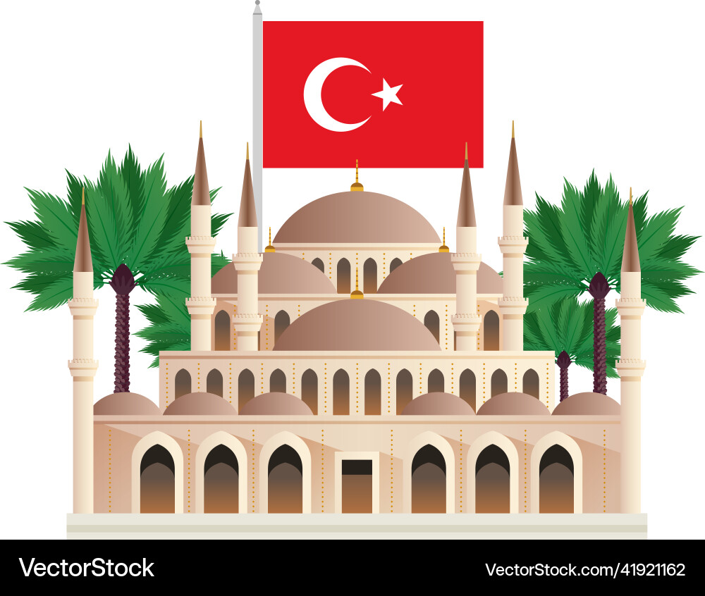 Turkish national architecture composition Vector Image