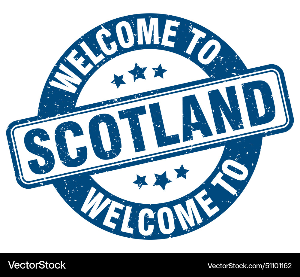 Welcome to scotland stamp round sign Royalty Free Vector