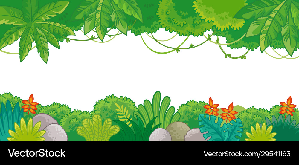 Background on jungle theme in cartoon style Vector Image