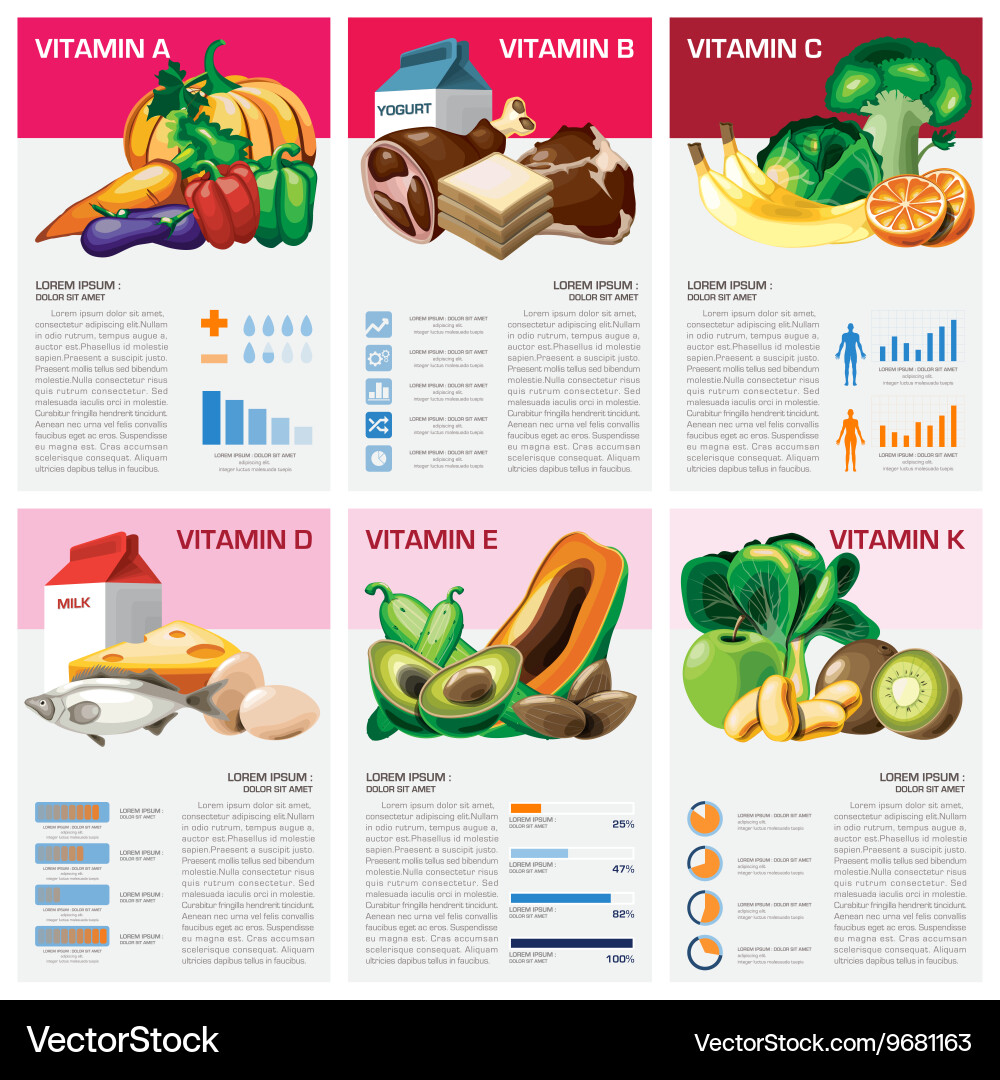 Vitamin A Food Chart Vitamin Food Chart Stock Vektorbilder