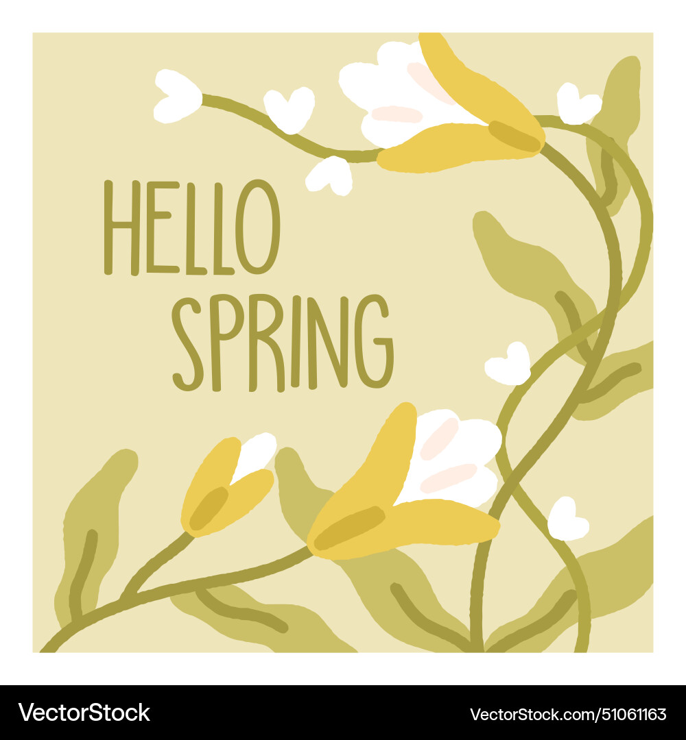 Hello spring gentle floral card design flower Vector Image