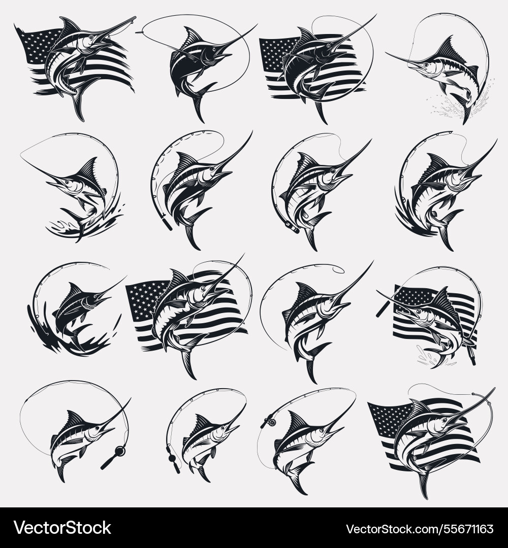 Marlin fishing svg fish hook Royalty Free Vector Image