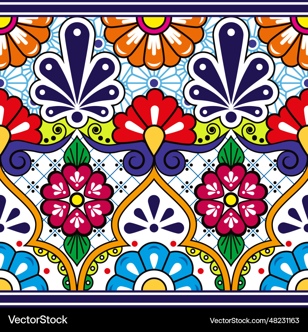 Mexican talavera ceramics seamless pattern Vector Image