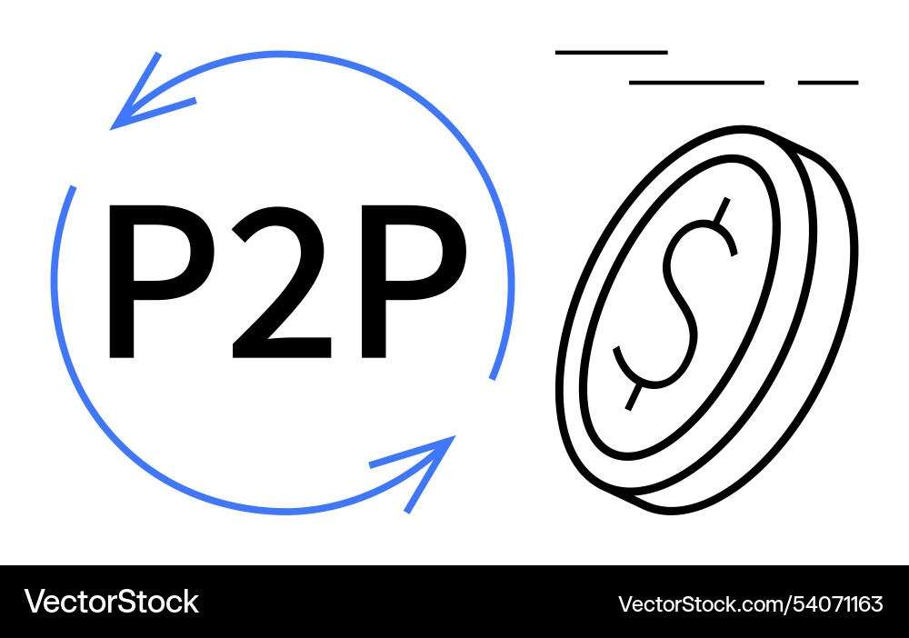 P2p transaction concept with coin and arrows Vector Image