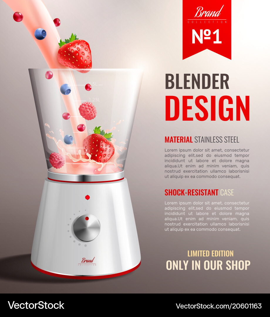 Realistic household kitchen appliances poster Vector Image