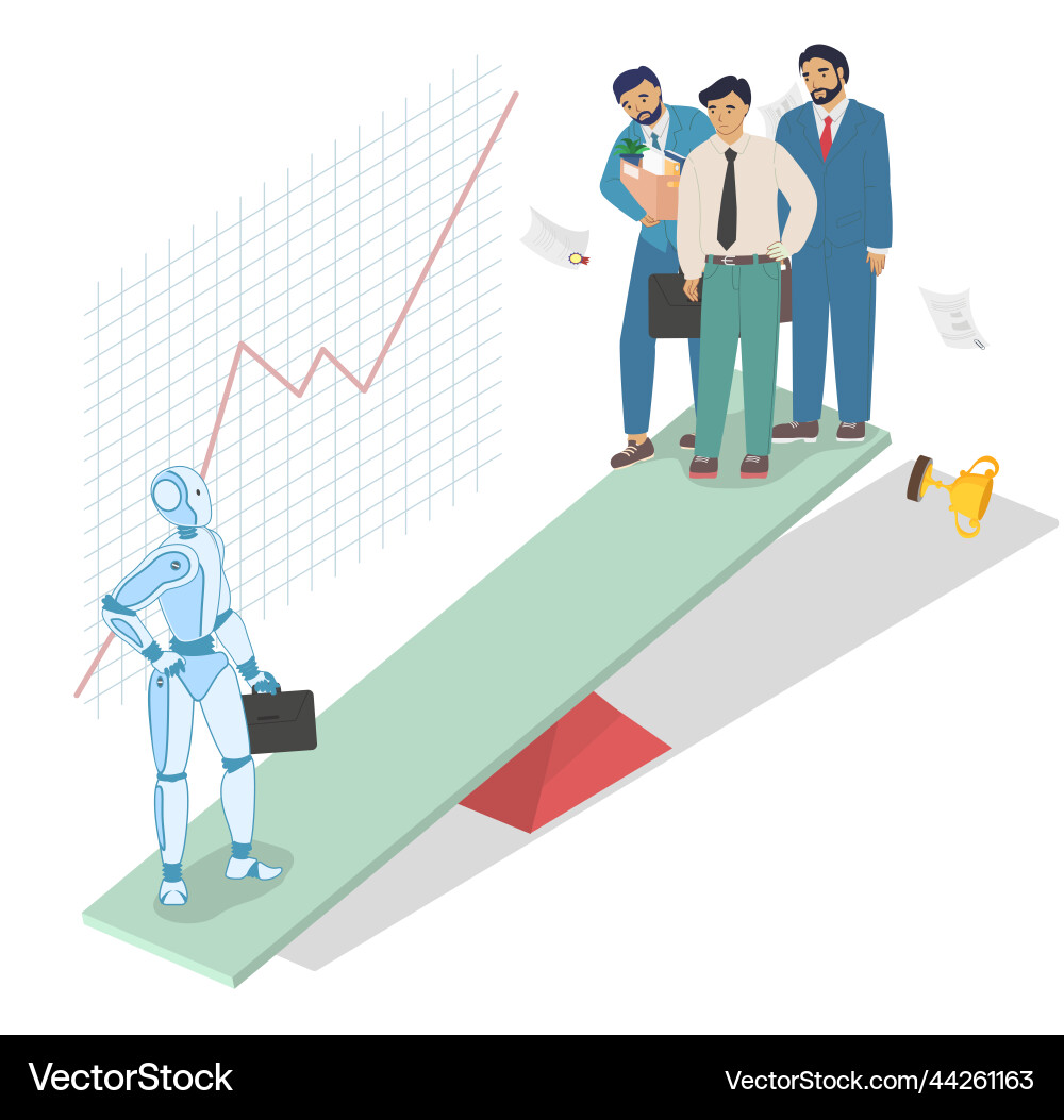 Rpa versus manual labor 3d Royalty Free Vector Image