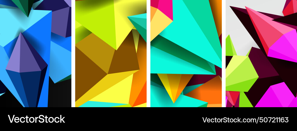 Set of triangle geometric low poly 3d shapes Vector Image