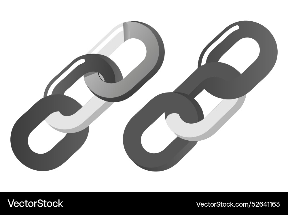 Shiny black and white chain link set Royalty Free Vector