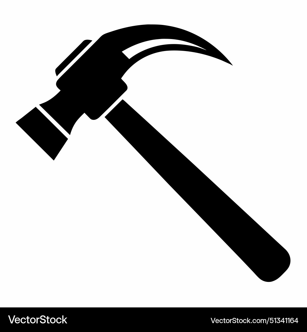 A black hammer with curved handle Royalty Free Vector Image