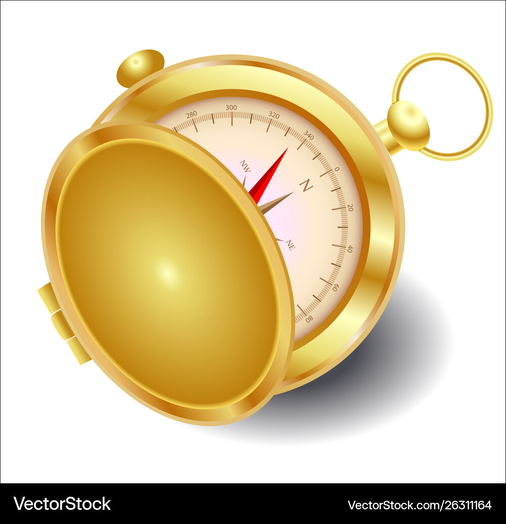 A golden compass with lid wind rose Royalty Free Vector