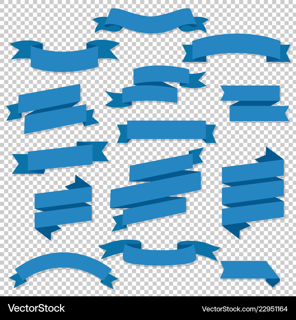 Blue web ribbons set transparent background Vector Image