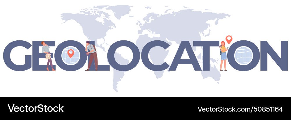 Geolocation flat text Royalty Free Vector Image