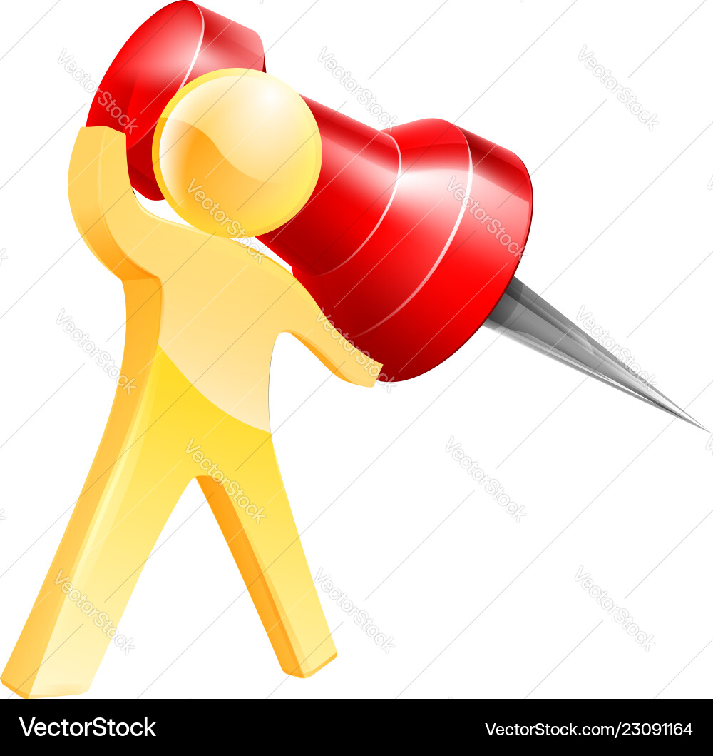 Gold Person with Map Pin Royalty Free Vector Image