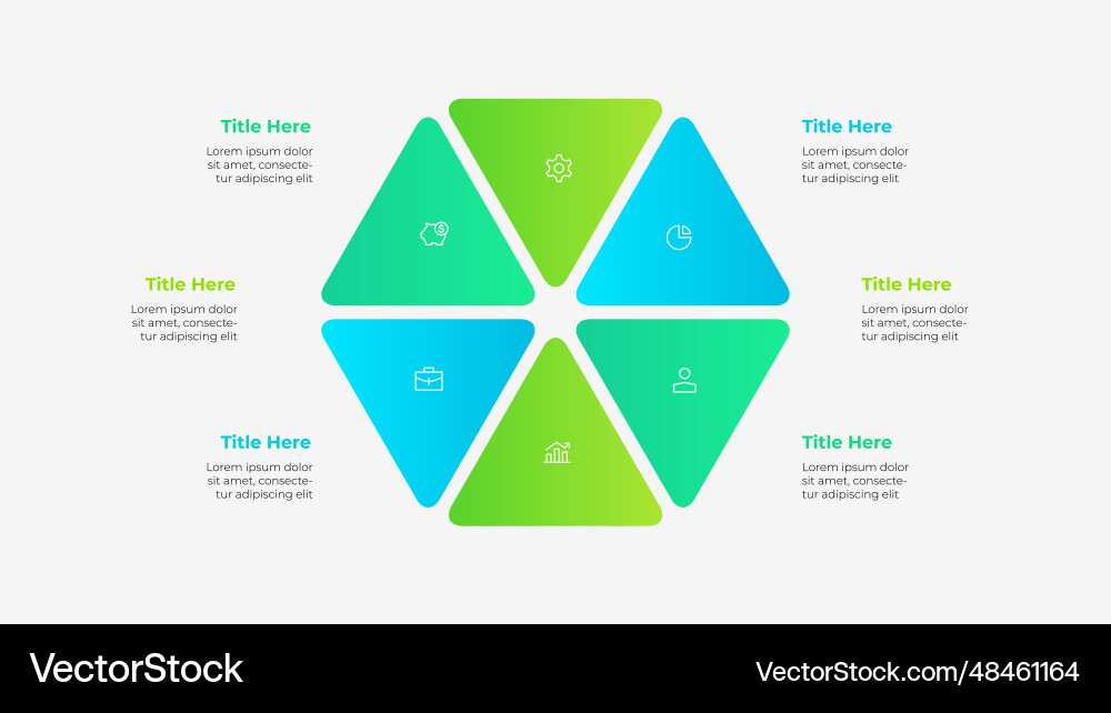 Hexagon diagram divided into 6 options or steps Vector Image